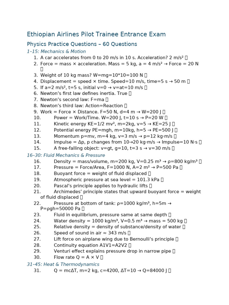 Pilot Physics Questions | PDF | Heat | Mechanical Engineering