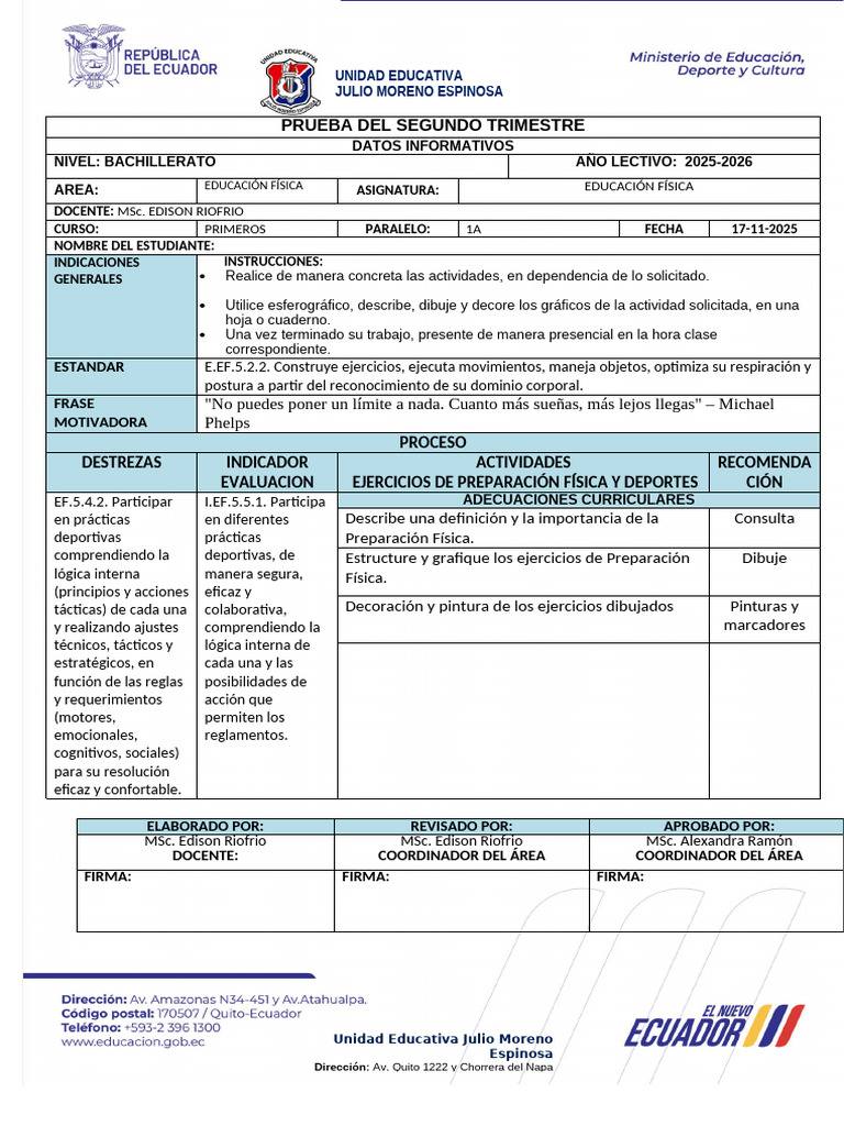 1 FICHA DE TRABAJO Educación Física | PDF | Cognición | Aprendizaje