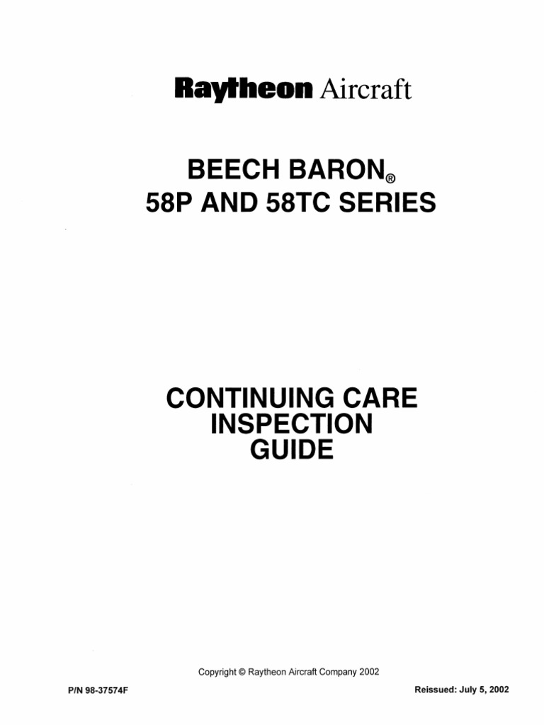 Beech Baron 58P/58TC Inspection Guide | PDF | Aircraft | Aviation