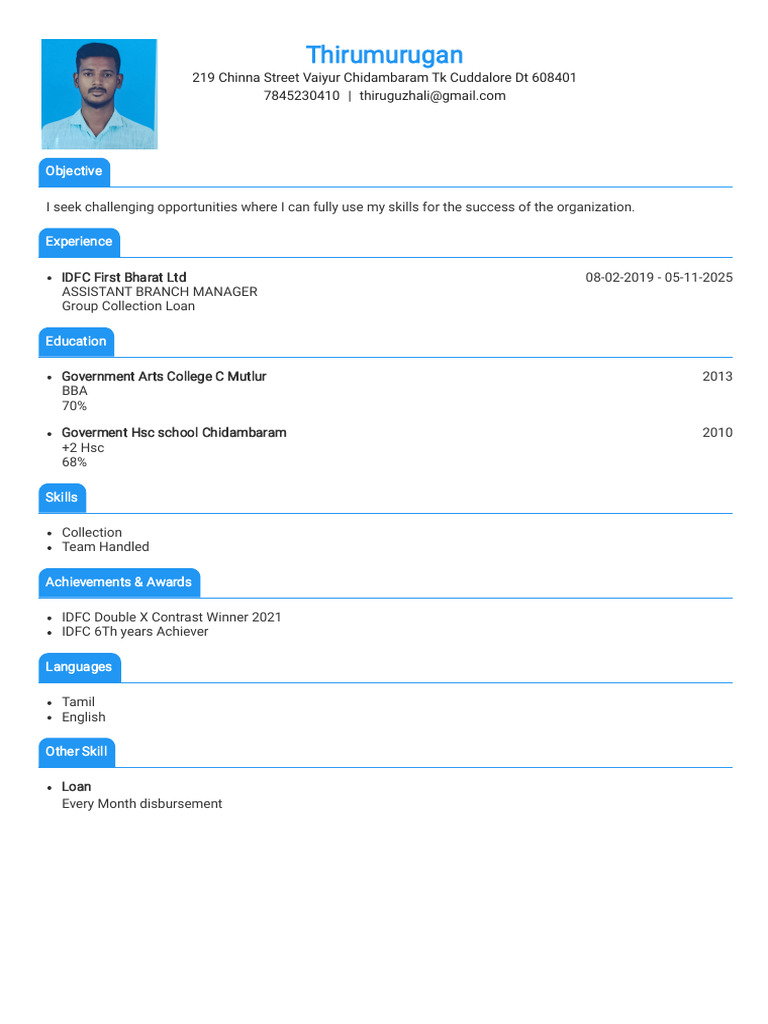 Assistant Branch Manager Resume | PDF