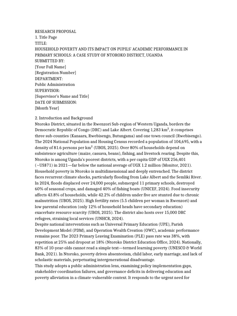 Research Proposal Household Poverty | PDF | Poverty | Poverty ...