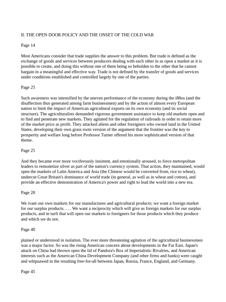 Open Door Policy's Impact on Cold War | PDF | Imperialism | The United ...
