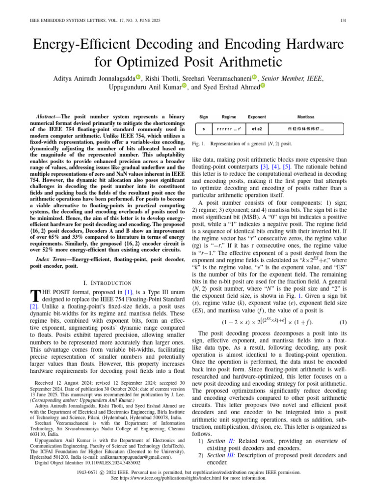 Energy-Efficient Decoding and Encoding Hardware For Optimized Posit ...