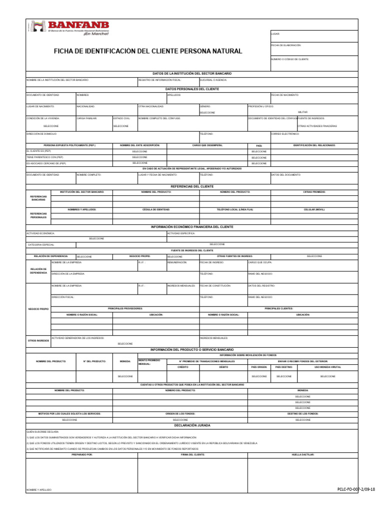 Ficha de Identificación del Cliente Bancario | PDF
