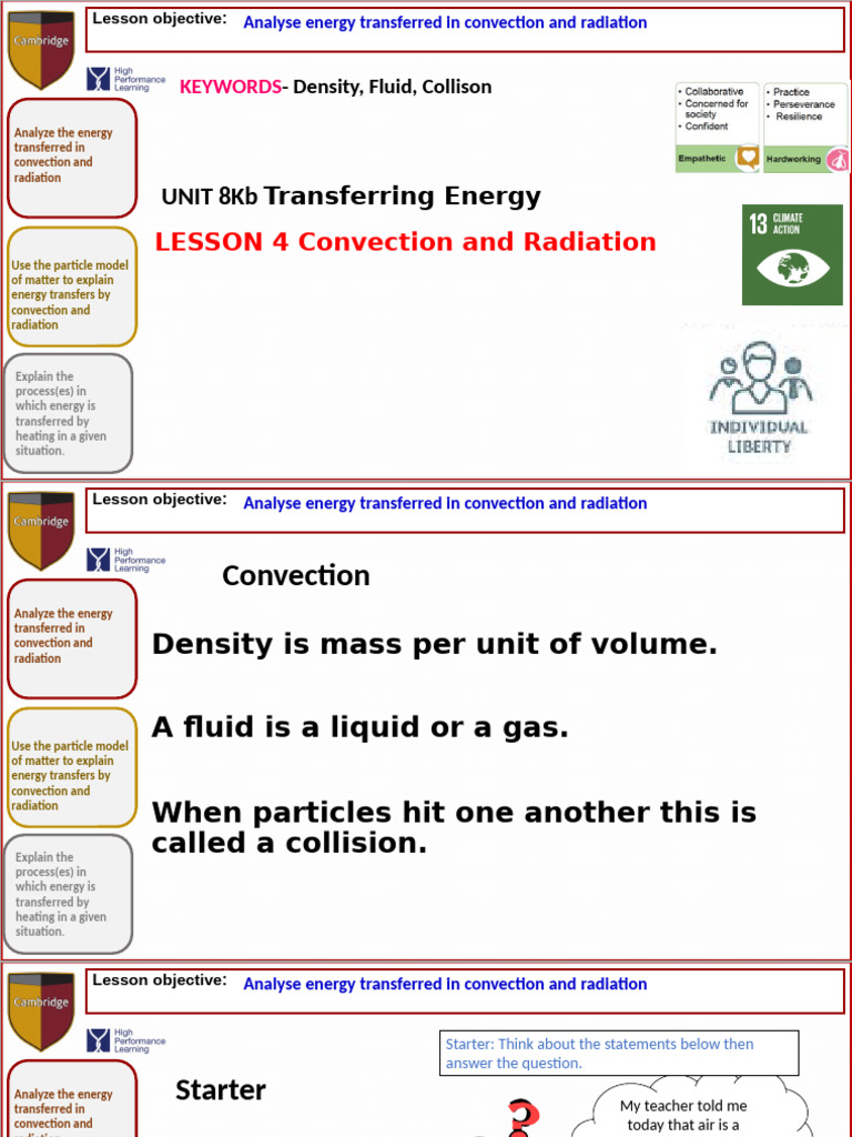Lesson 4 Transferring Energy Convection and Radiation | PDF ...