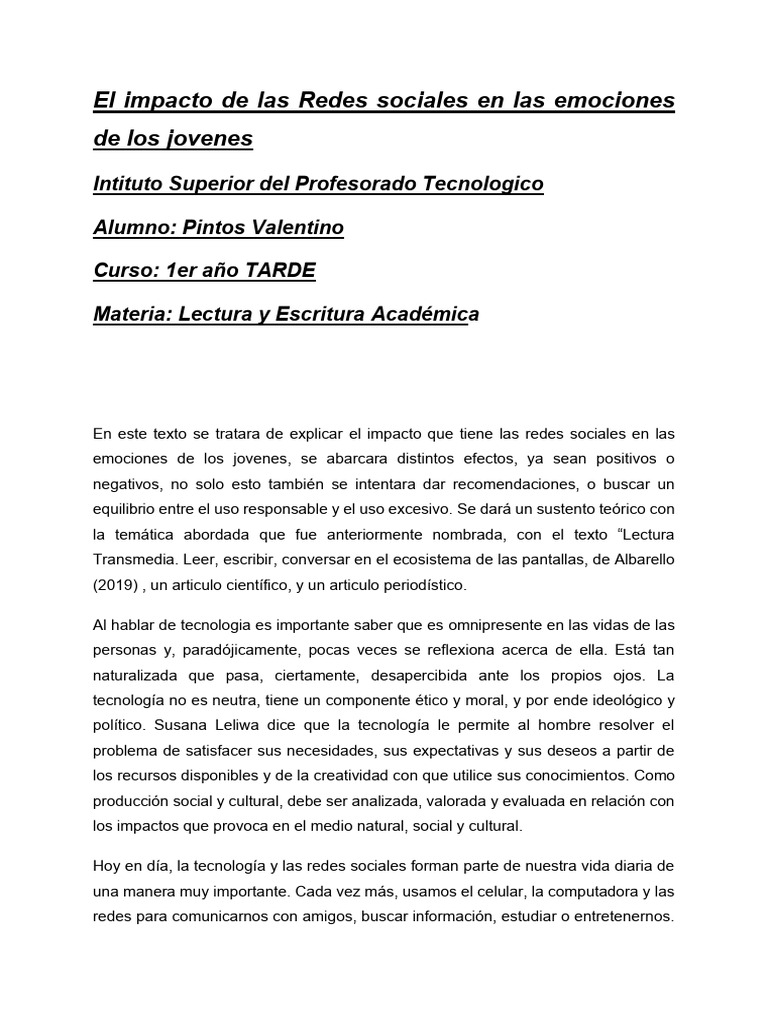 Monografia_Educacion_Tecnologica | PDF | Las emociones | Sicología