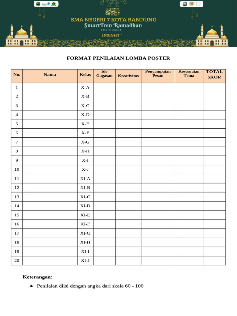 Format Penilaian Lomba Poster Digital | PDF