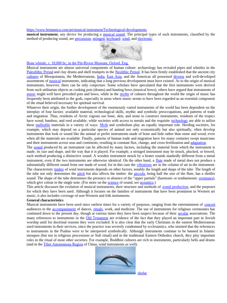 History of Musical Instruments | PDF | Musical Instruments | Electronic ...