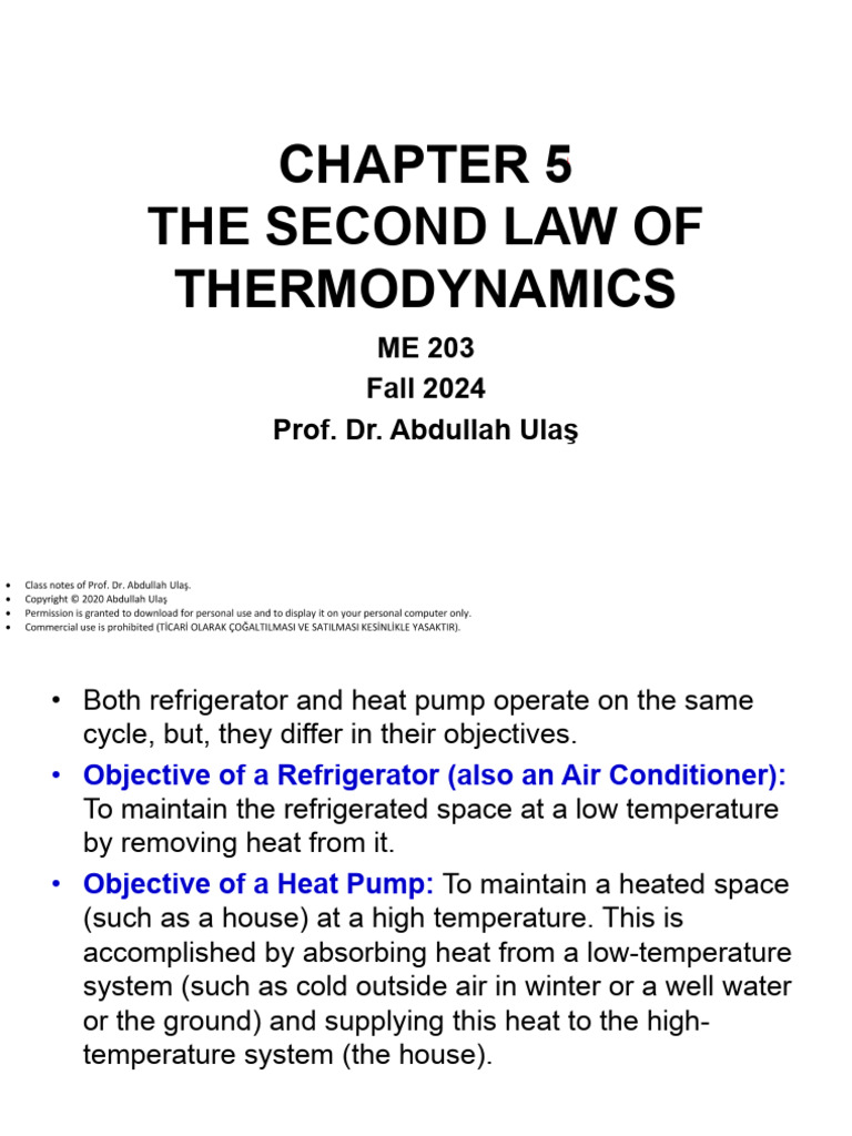 Chapter 5 Class Notes | PDF | Heat | Second Law Of Thermodynamics