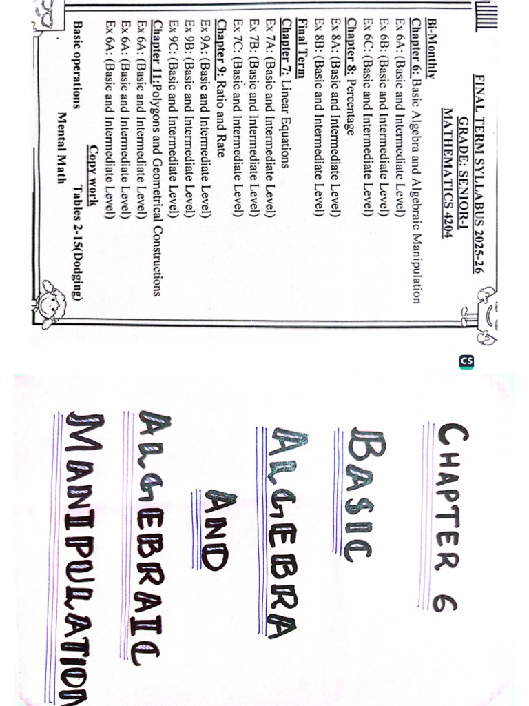 Sr-I Maths Ex6A & 6B | PDF