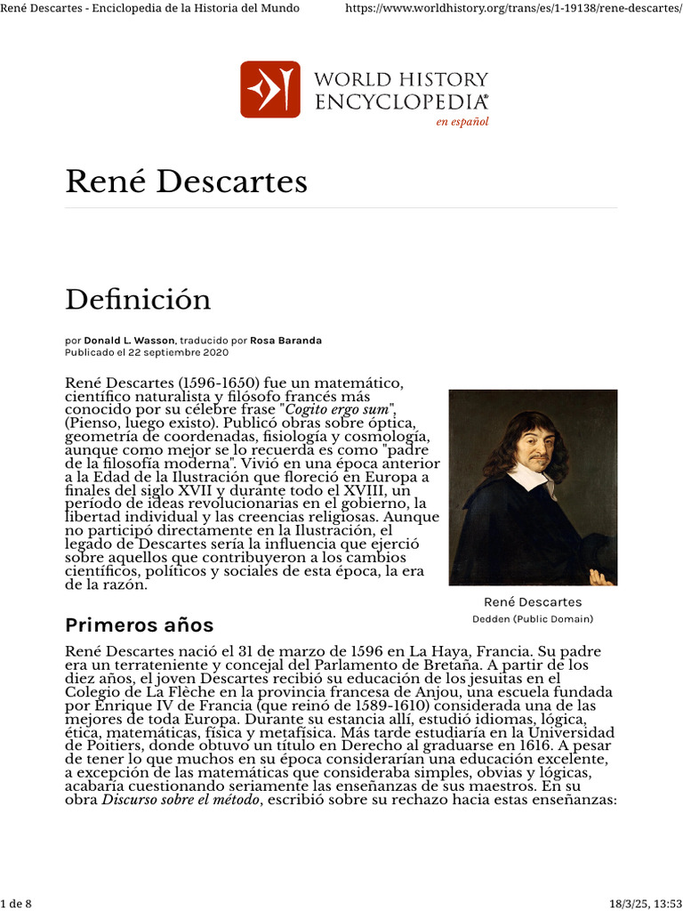 René Descartes: Padre del Racionalismo | PDF | René Descartes ...