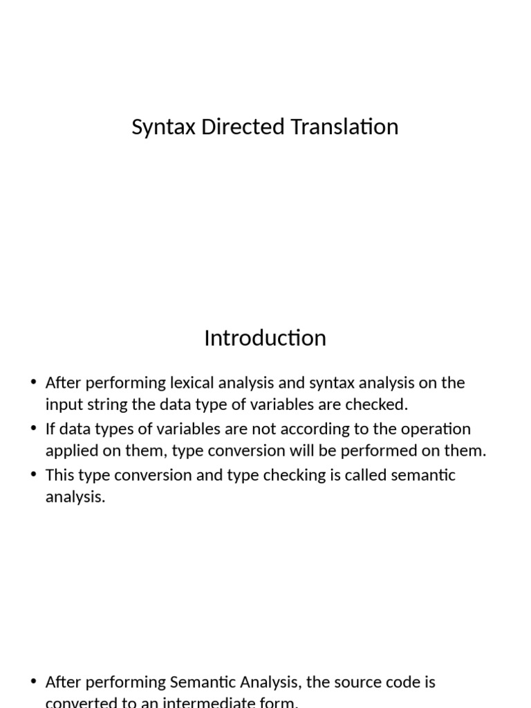 Syntax Directed Translation | PDF | Compiler | Parsing