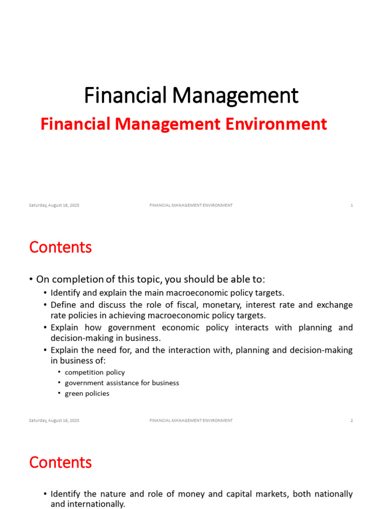 02 Financial Management Environment | PDF | Macroeconomics | Exchange Rate