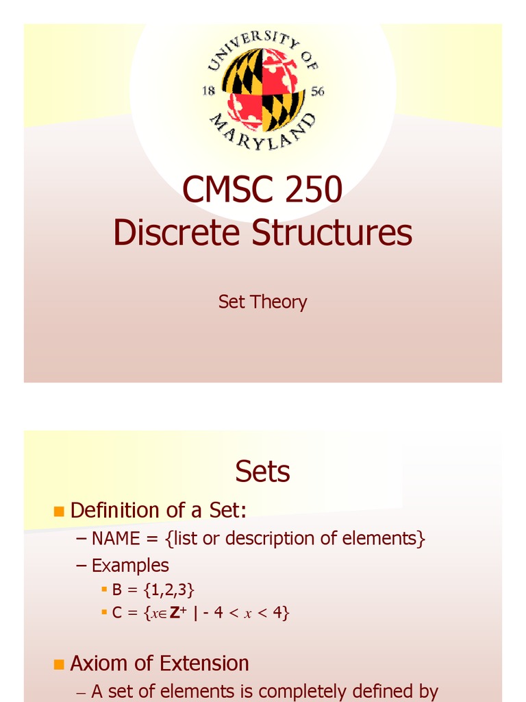 CMSC 250 Discrete Structures: Set Theory | Download Free PDF | String (Computer Science) | Subset