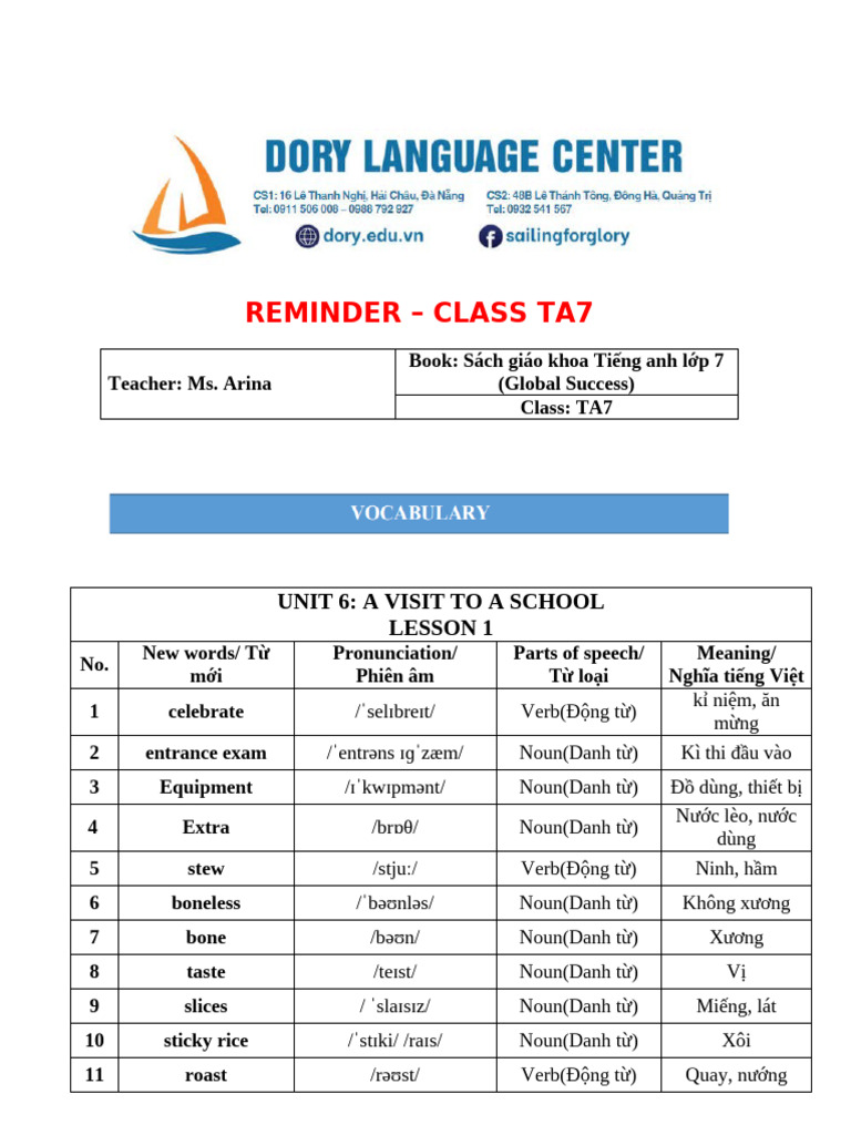 Reminder-Unit 5 - LESSON 3 | PDF