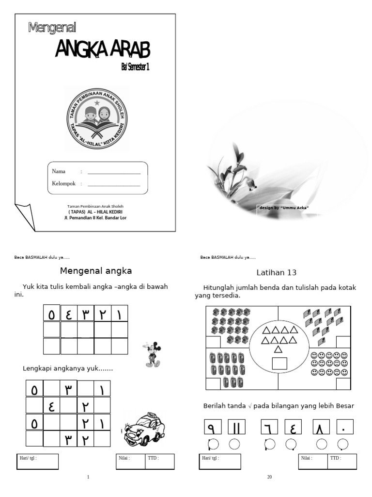 angka arab TK B-1 | PDF