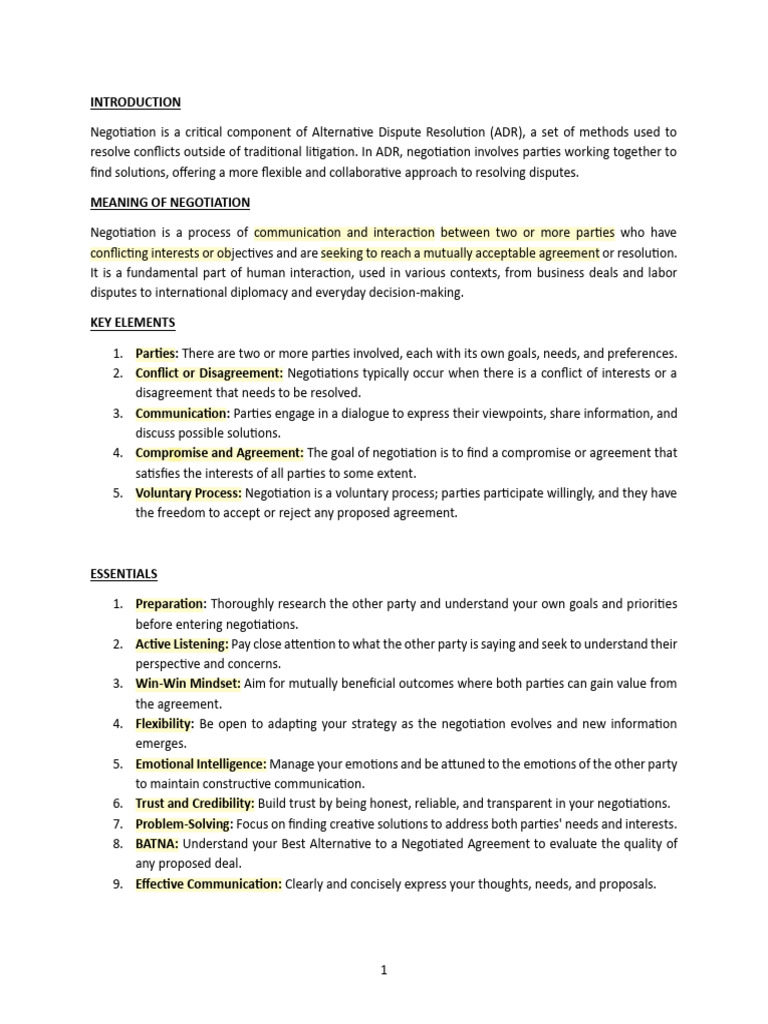 Negotiation | PDF | Negotiation | Alternative Dispute Resolution