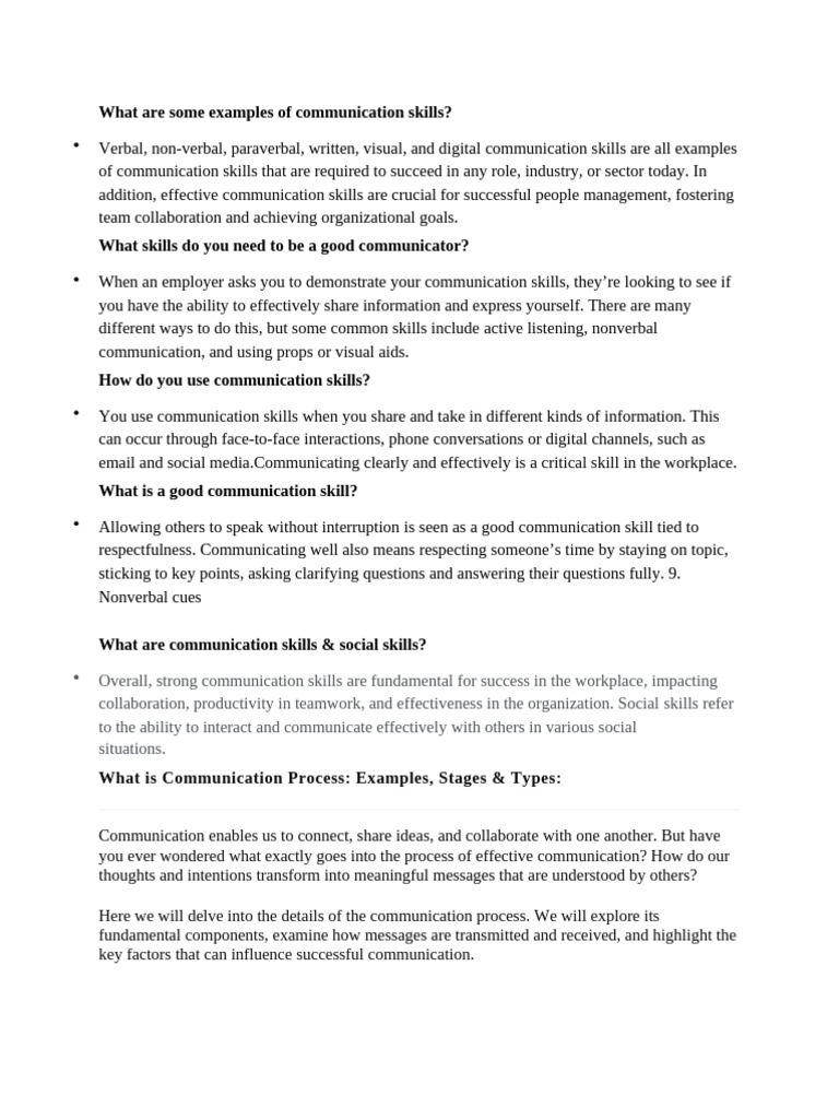 What Are Some Examples of Communication Skills | PDF | Communication ...