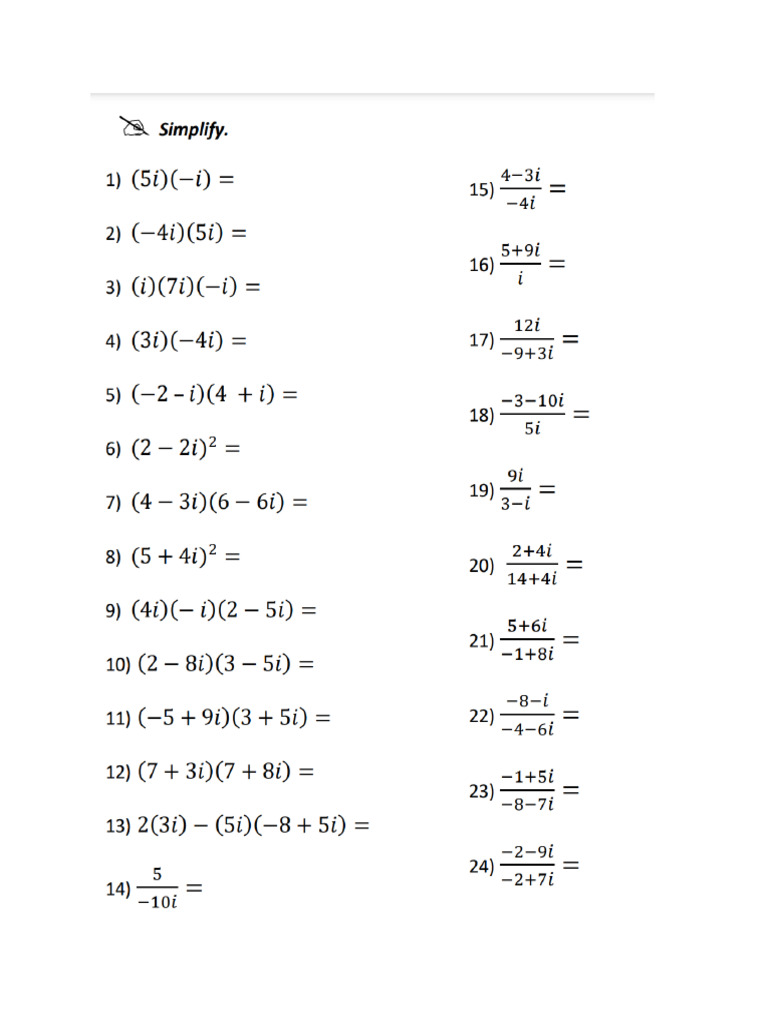 Practice of Complex Numbers | PDF