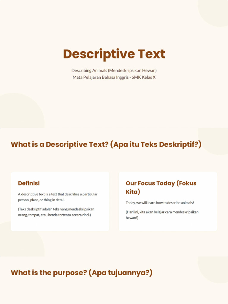 Descriptive Text - Animals | PDF
