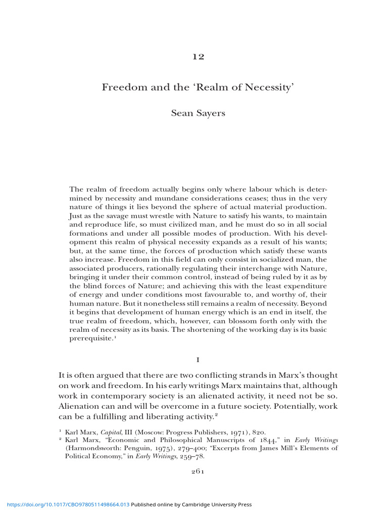 Freedom and The Realm of Necessity | PDF | Karl Marx | Marx's Theory Of ...