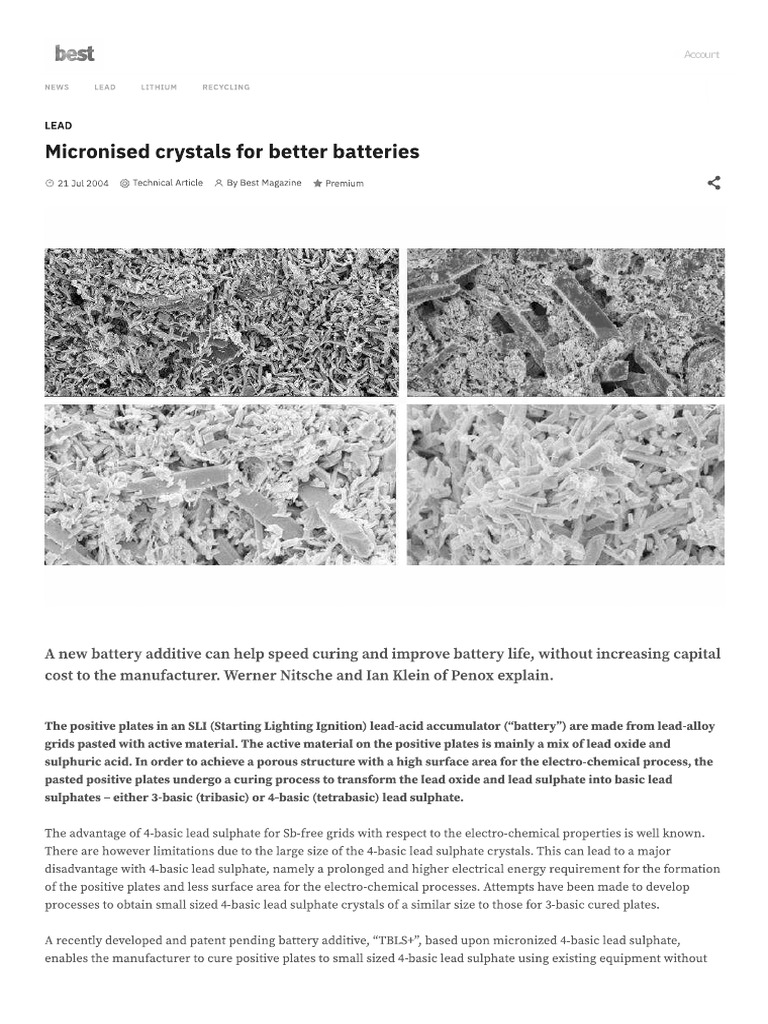 Micronised Crystals For Better Batteries - Best Magazine | PDF