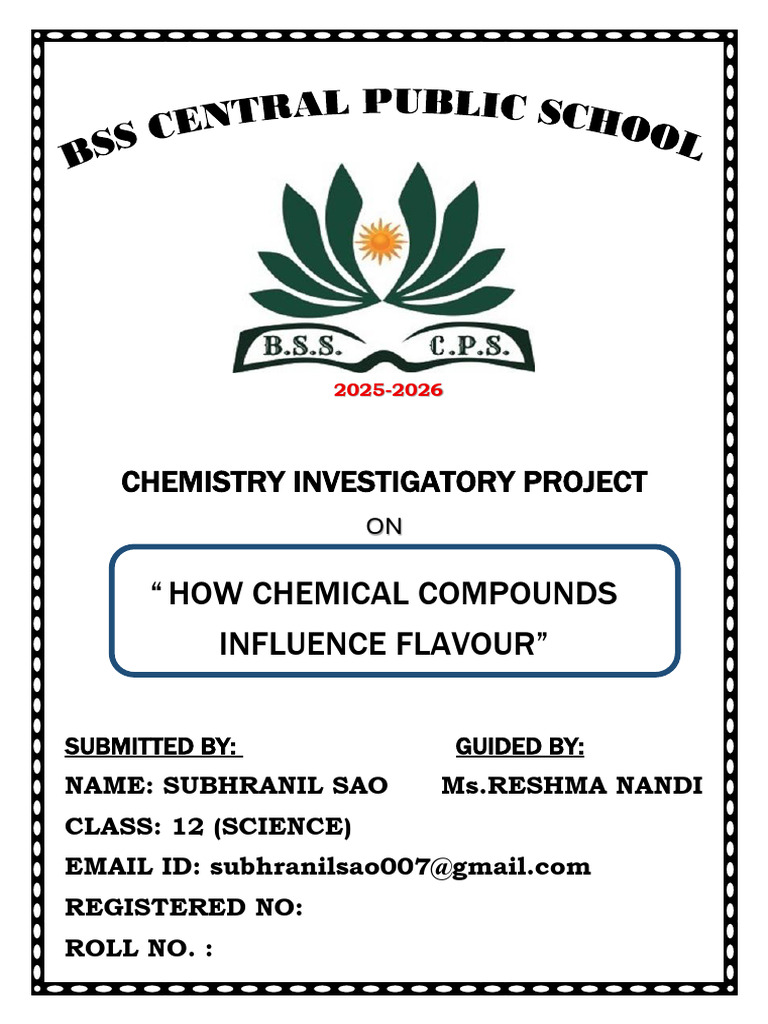 Chemistry Investogatory Project Front Page | PDF