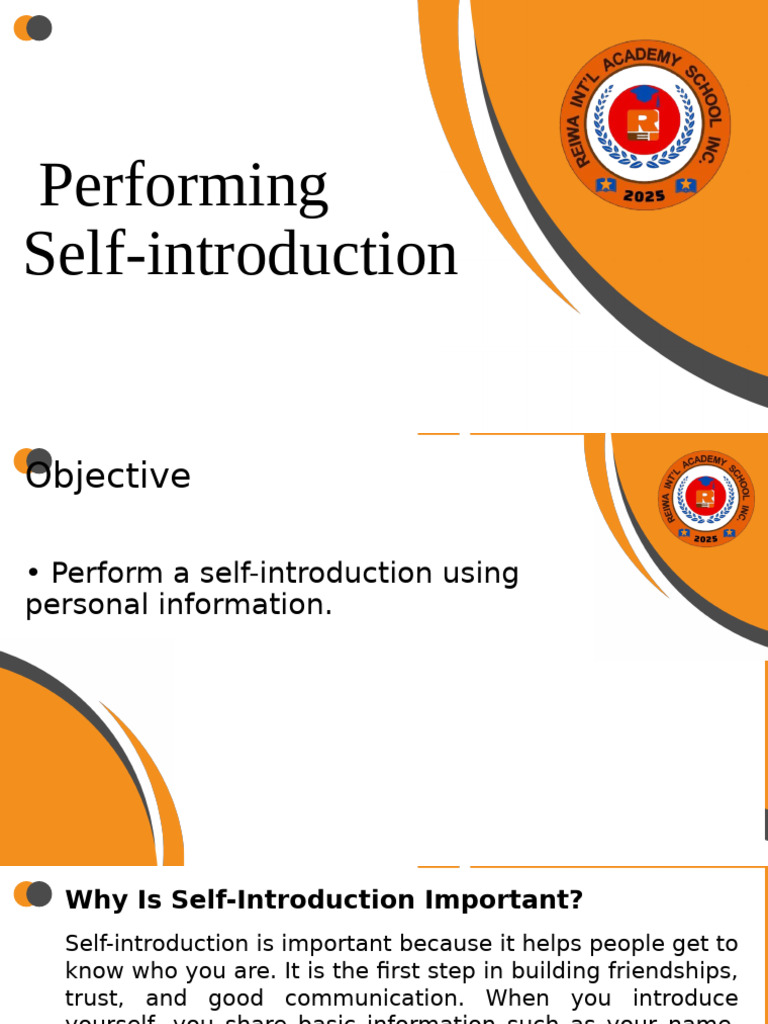 Lesson 1 Performing Self-Introduction | PDF