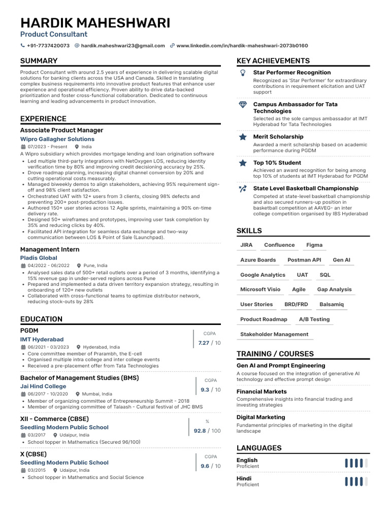 Hardik Maheshwari CV | PDF | Information Technology | Computing