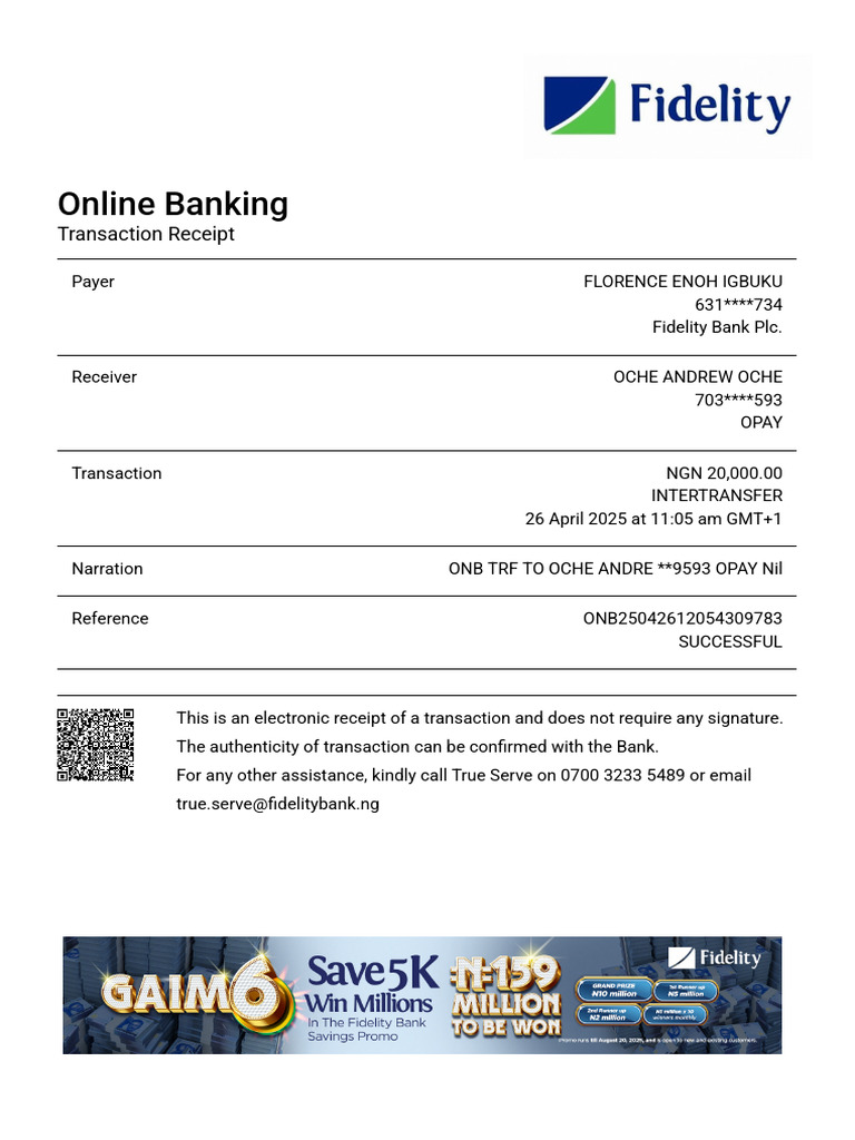 Online Banking Transaction Receipt | PDF