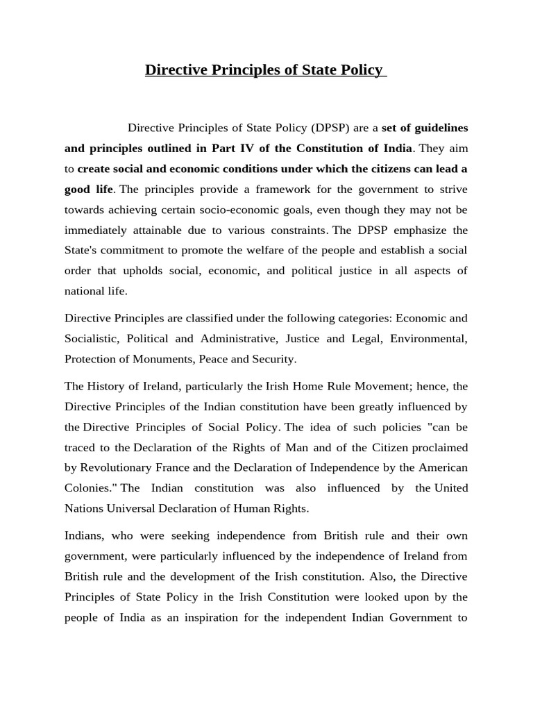 Directive Principles | PDF | Political Charters | Legal Documents