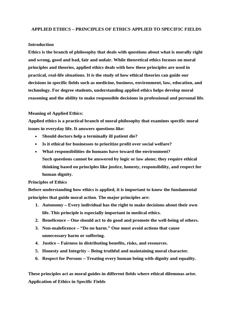 Applied Ethics | PDF | Medical Ethics | Justice