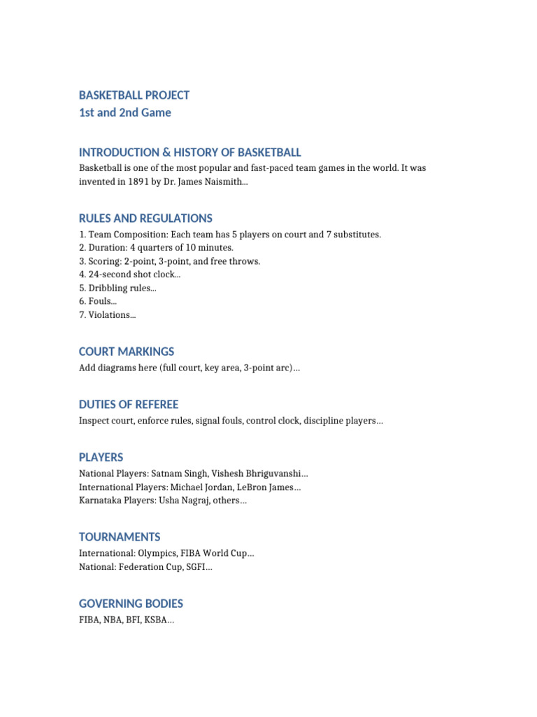 Basketball Project | PDF