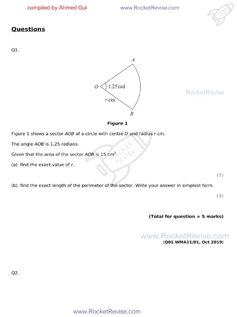 Ial p1 Trig Arcs Sectors Triangles | PDF