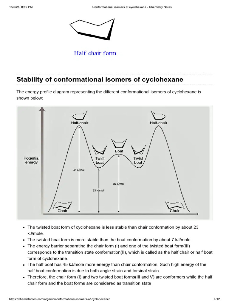 Cyclohexane Conformational Isomers Stability | PDF