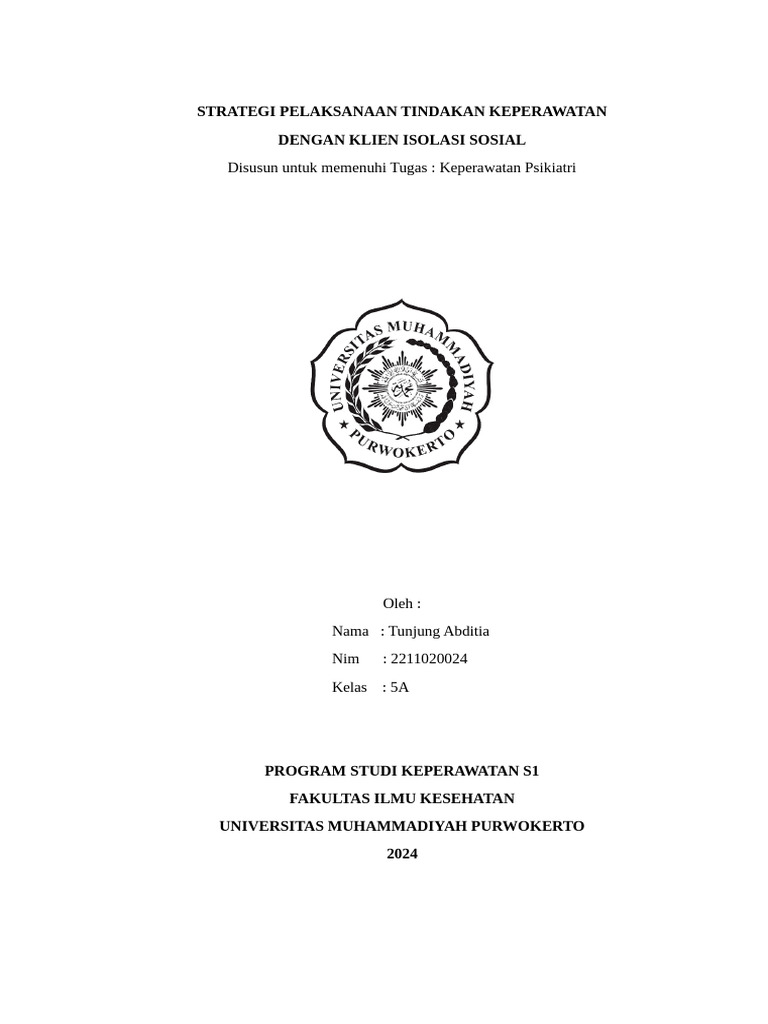 Strategi Keperawatan untuk Klien Isolasi Sosial | PDF