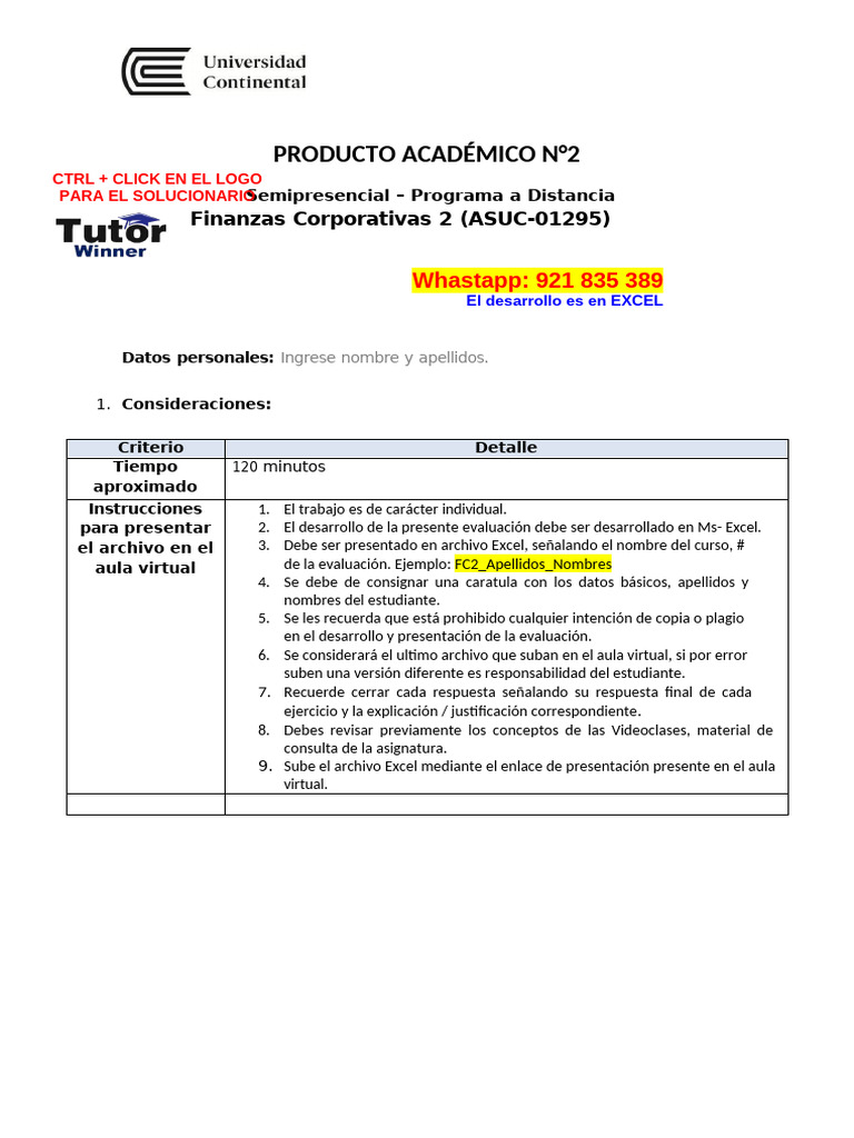 Tw-finanzas Corporativas Pa2 2025 Vf (Wsp + 51 921 835 389) | PDF ...