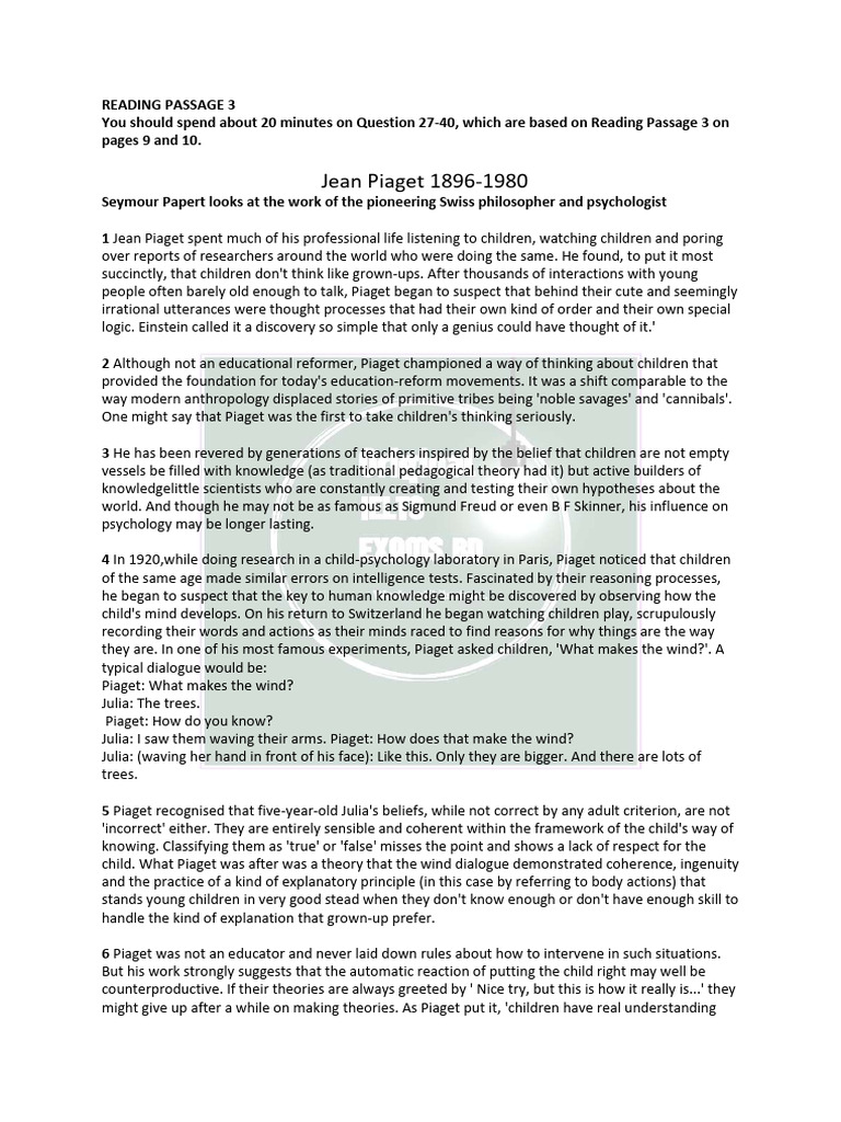 Understanding Piaget's Child Psychology | PDF