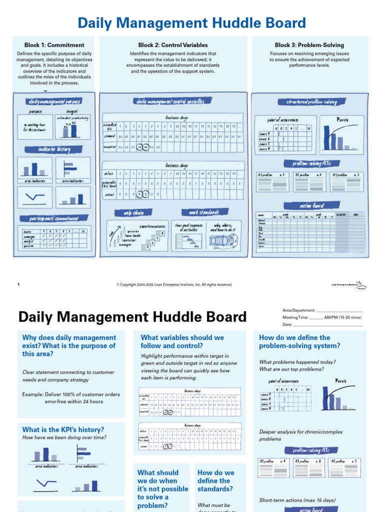 Daily Management Huddle Board Guide | PDF | Business