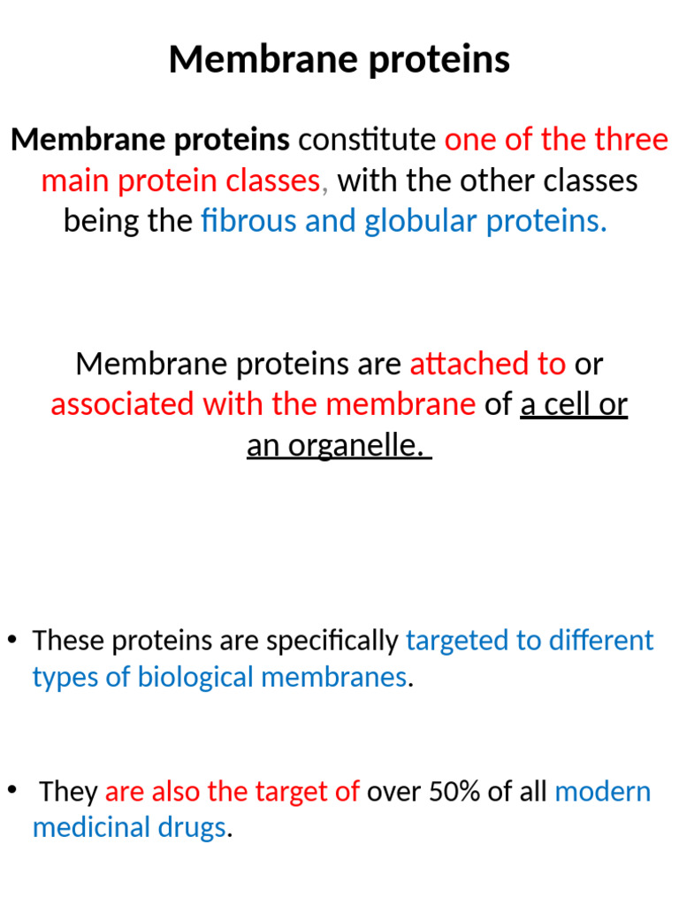 Overview of Membrane Proteins and Functions | PDF | Cell Membrane ...
