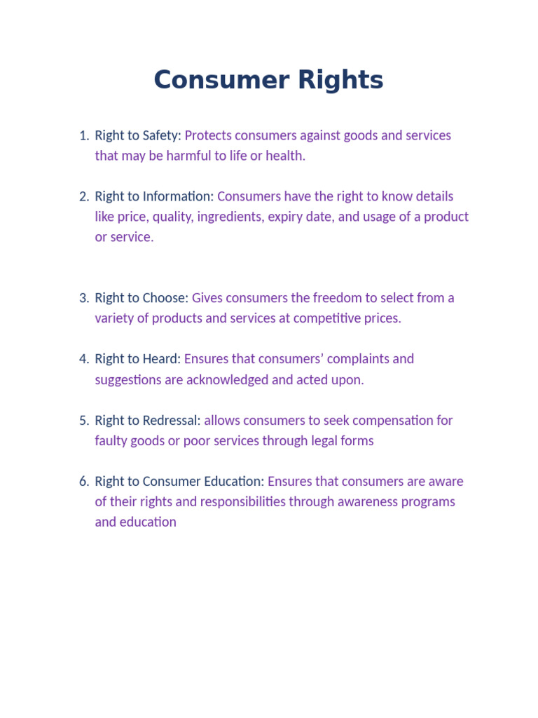 Essential Consumer Rights Explained | PDF