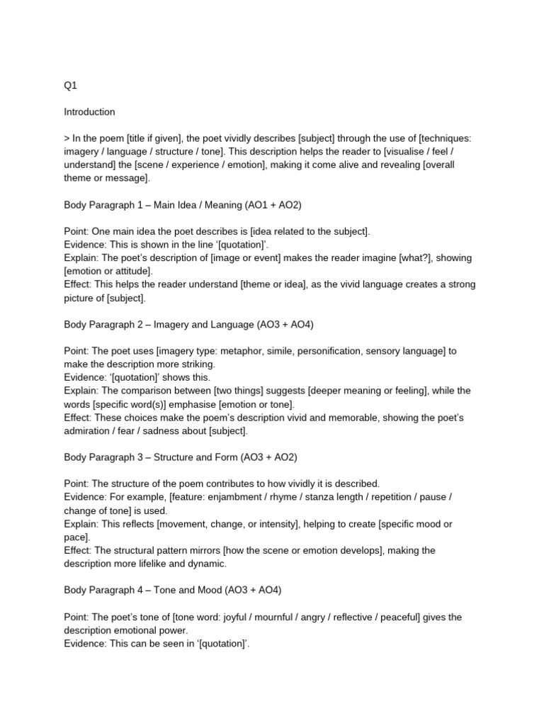 Unseen Poetry Structure | PDF | Poetry | Emotions