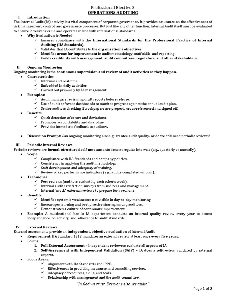 HANDOUT 10 CHAPTER 11 Evaluating the Internal Audit Activity | PDF | Audit | Internal Audit