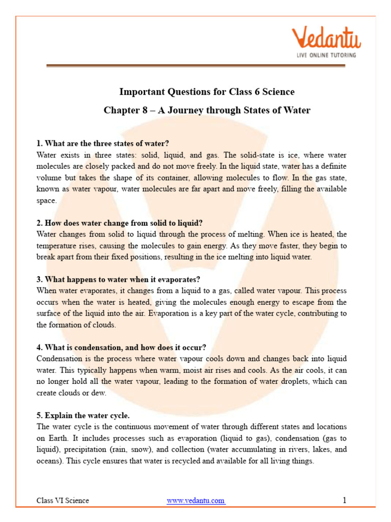 Class 6 Science: States of Water Explained | PDF | Water | Evaporation