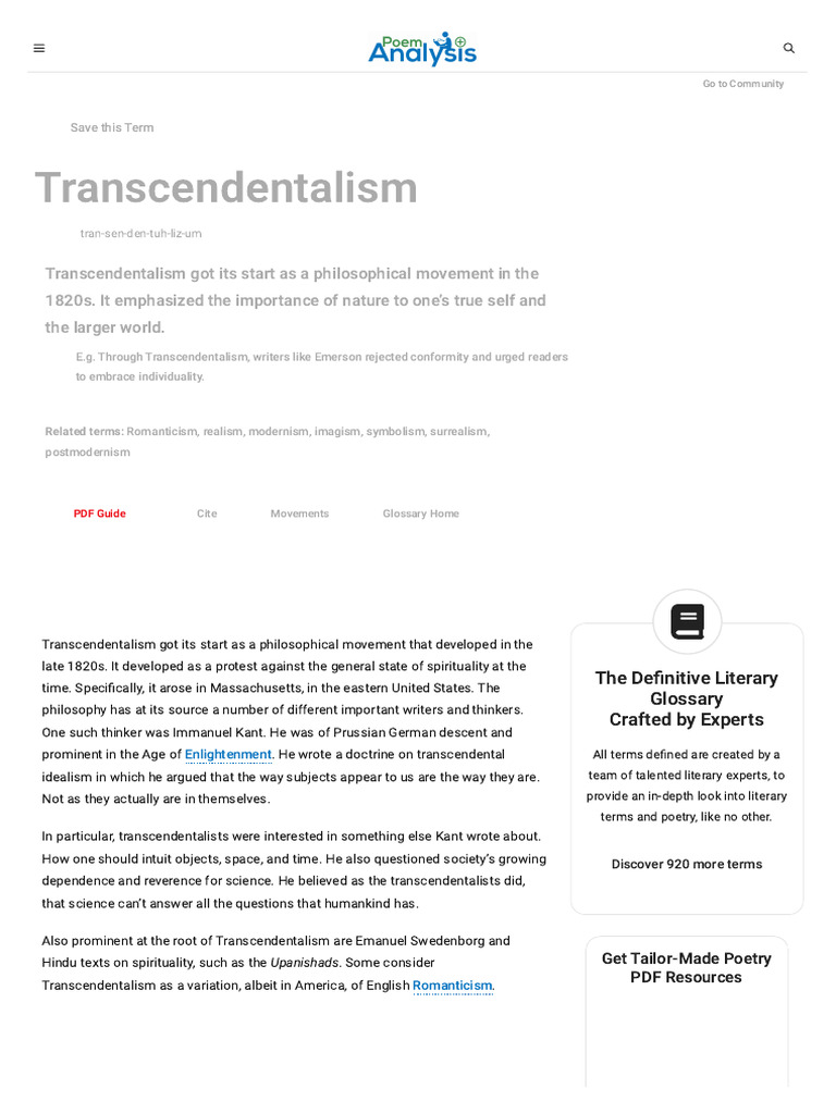 Understanding Transcendentalism Movement | PDF | Transcendentalism