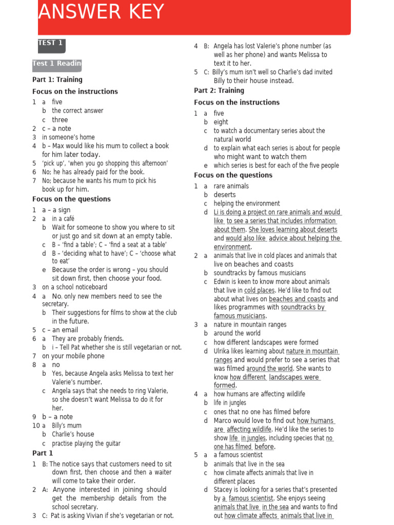 Practice Tests Plus b1 Preliminary For Schools 2020 Key | PDF | Nature ...