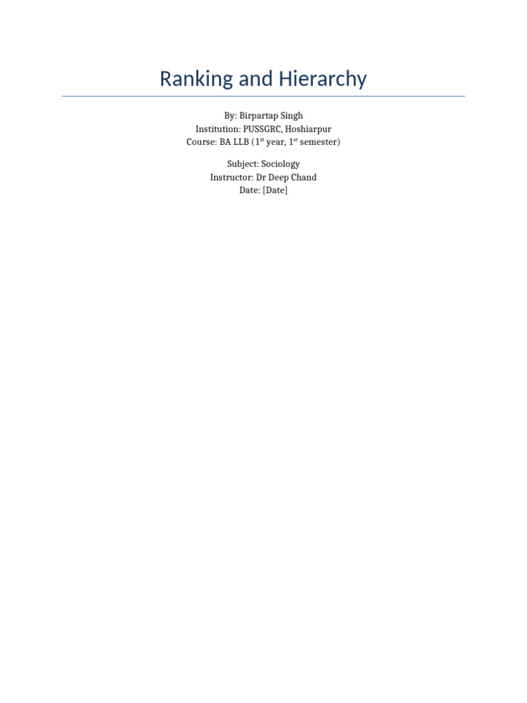 Understanding Ranking and Hierarchy in Society | PDF | Social Status ...