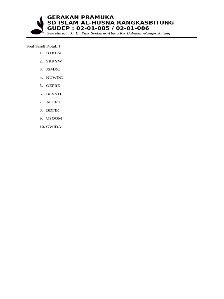 Lt1 (2025) Soal Sandi Kotak 1 | PDF