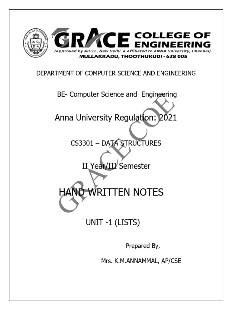 III Cse Cs3301 Ds Unit 1 | PDF | Computer Science | Computing
