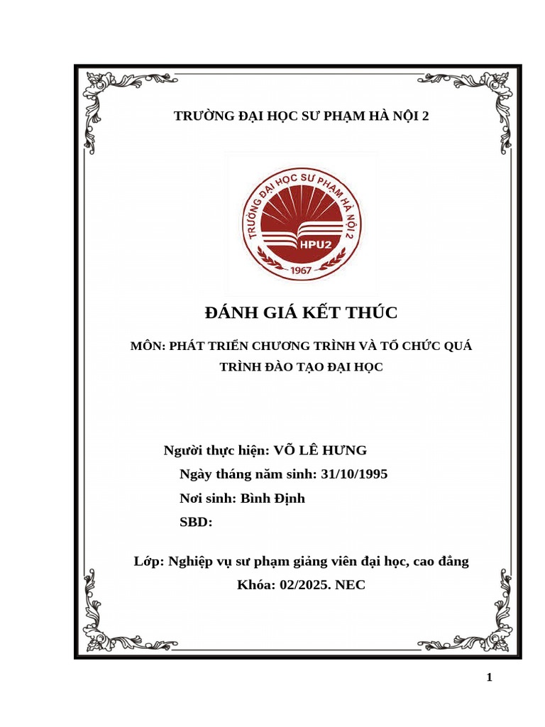 K2.2025 Đề Thi Môn Phát Triển Chương Trình K2.2025 | PDF